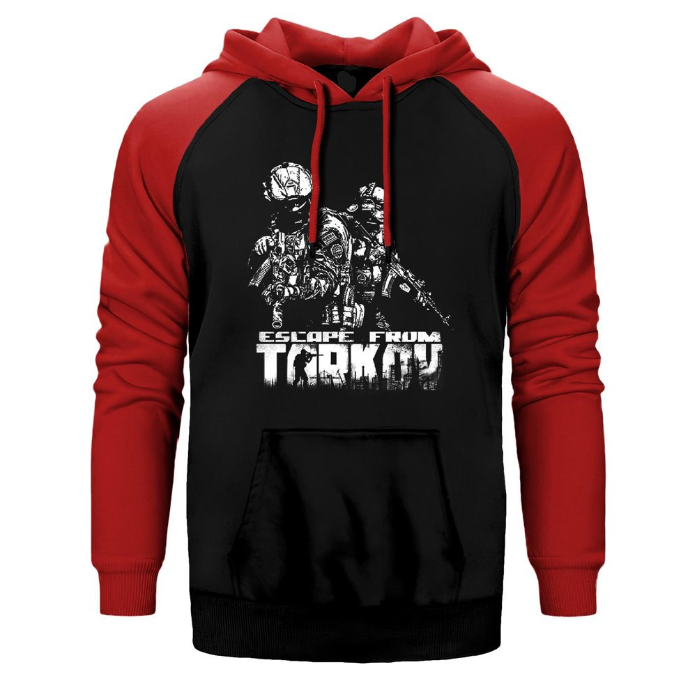 Escape From Tarkov Bear Hoodie, Double Color Raglan Sleeve Gray ...