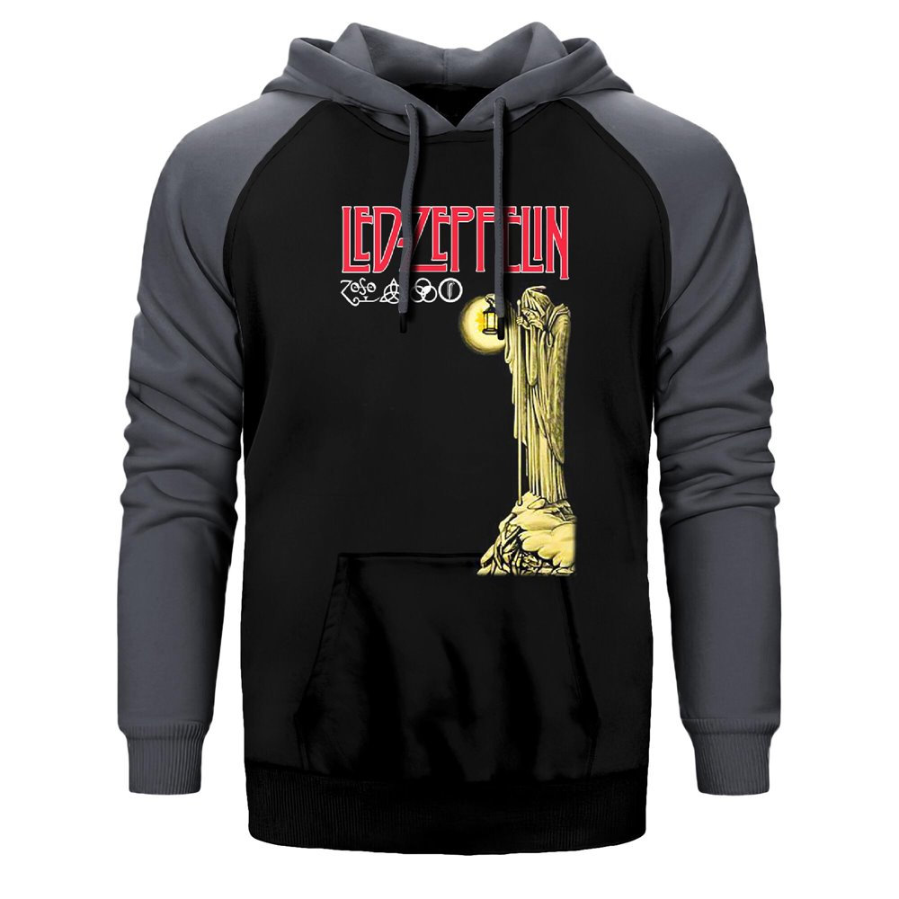 Led Zeppelin Hoodie, Double Color Raglan Sleeve Gray Sweatshirt – Rock ...