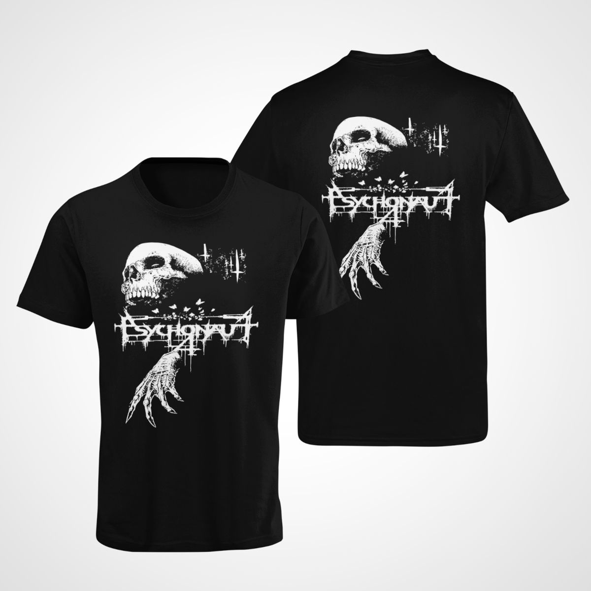 Psychonaut 4 T-Shirt, Psychonaut 4 Logo Skull Artwork Black T-Shirt ...