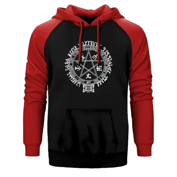 Hellsing Ultimate Symbol Hoodie, Double Color Raglan Sleeve Red ...